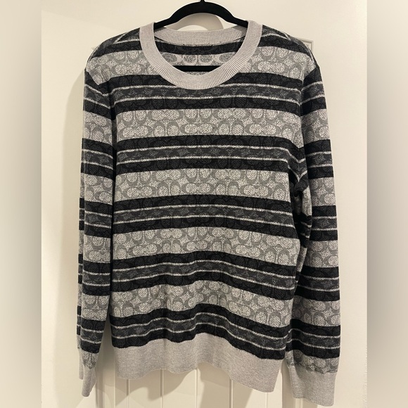 Coach | Sweaters | Coach Mens Gray And Black Signature Sweater | Poshmark